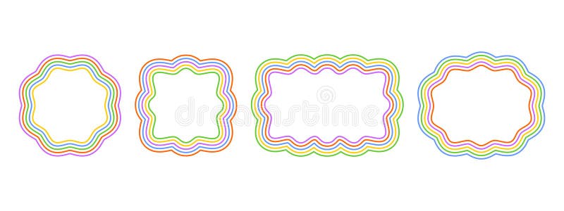 Set of Round, Square, Rectangle and Oval Frames with Wiggly Edges ...