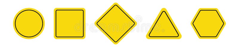 Set of Round, Square, Rhombic, Triangular and Hexagonal Yellow Road ...