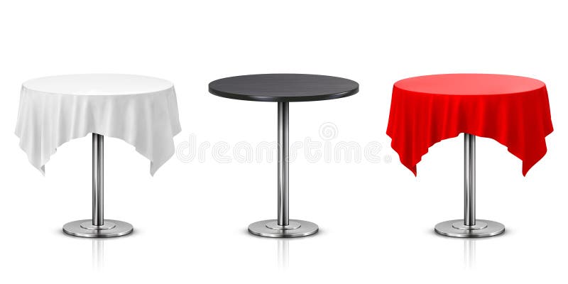 Set of Round Table with Tablecloth Isolated Stock Illustration ...