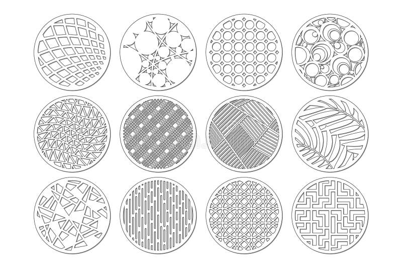 Set Round Template for Cutting. Abstract Line, Geometric Pattern. Laser ...