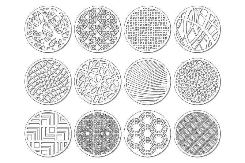 Set Round Template for Cutting. Abstract Line, Geometric Pattern. Laser ...