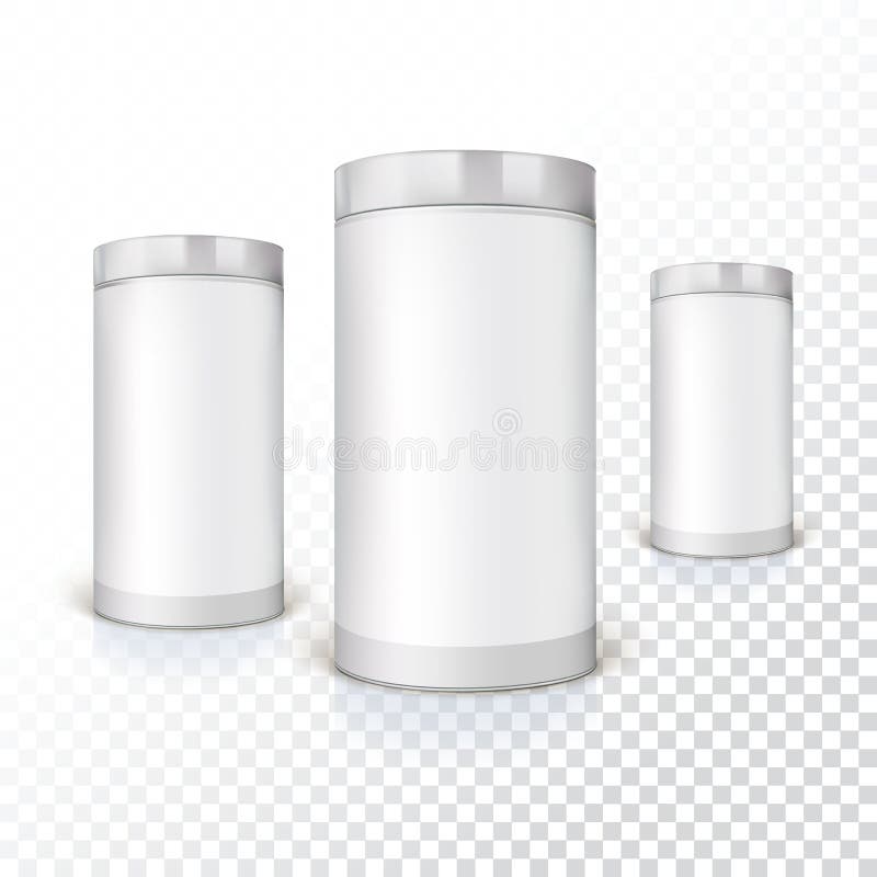 Round Tin of Packaging for Bulk Products. Container Cylindrical Shaped ...