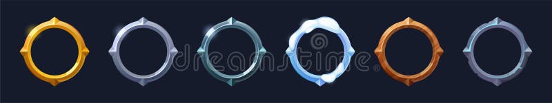 Vector Game Ui Kit. Template Metal Menu of Graphical GUI and Buttons ...