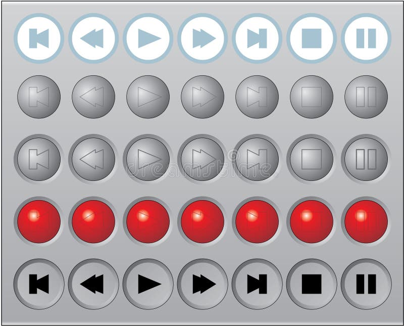 A Set of Round Vector Media Buttons Stock Vector - Illustration of icon ...