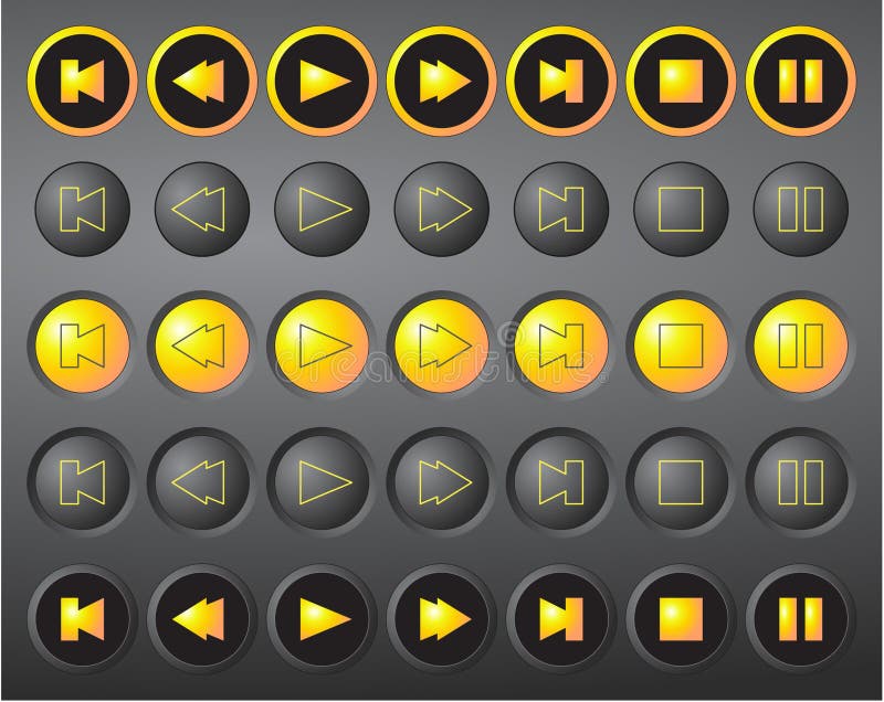 A Set of Round Vector Media Buttons Stock Vector - Illustration of ...