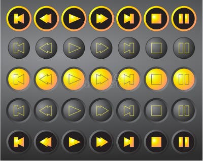 A Set of Round Vector Media Buttons Stock Vector - Illustration of ...