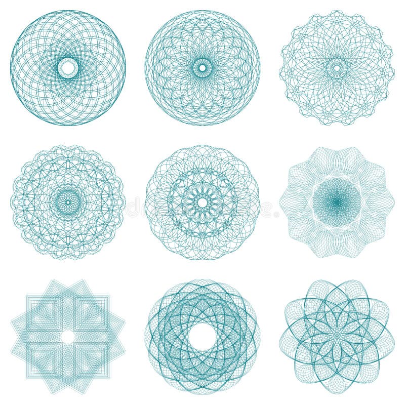 Set of Round Vignettes and Protective Nets. Stock Vector - Illustration ...