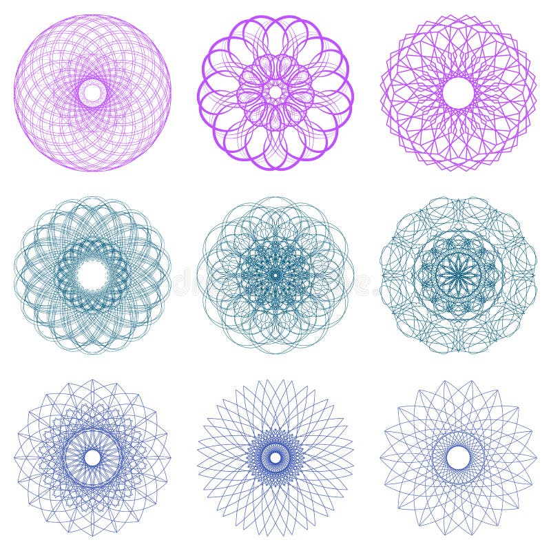 Set of Round Vignettes and Protective Nets. Stock Vector - Illustration ...