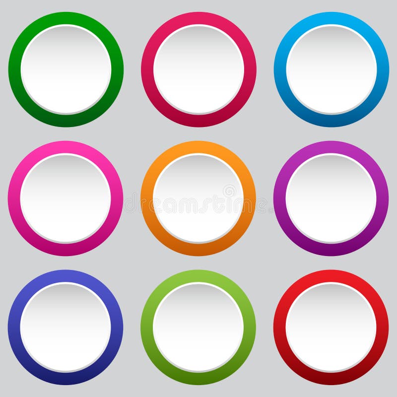 Set of Round White Buttons. Vector Illustration Stock Illustration ...