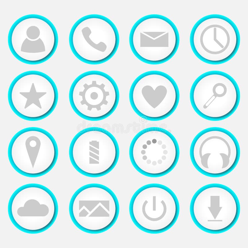 Set of Vector Round Shape Icons. Stock Vector - Illustration of home ...