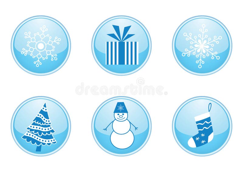 Set of Round Winter Buttons Stock Illustration - Illustration of snow ...