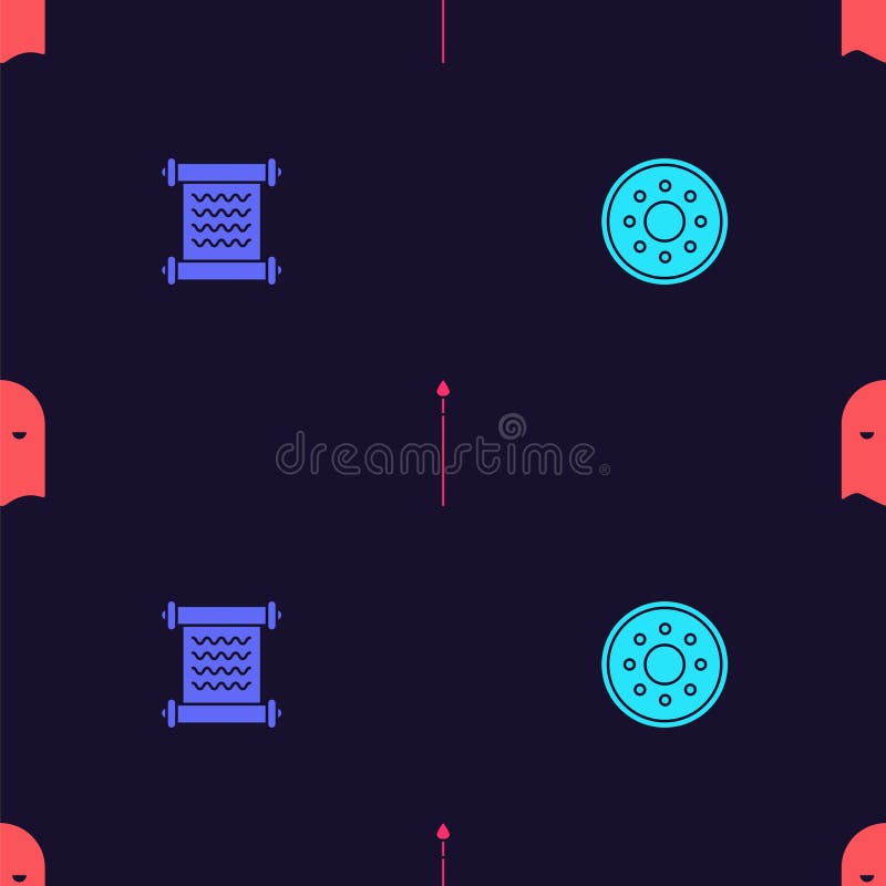 Set Round Wooden Shield, Decree, Parchment, Scroll, Medieval Spear and ...