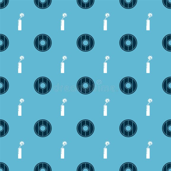 Set Round Wooden Shield and Dynamite Bomb Stick Clock on Seamless ...