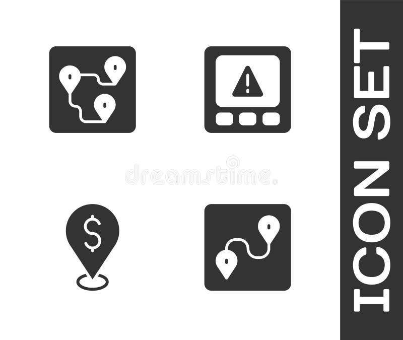 Set Route Location, , Cash and Gps Device Error Icon. Vector Stock ...