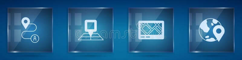 Set Route Location, Folded Map with Marker, Gps Device and Location the ...