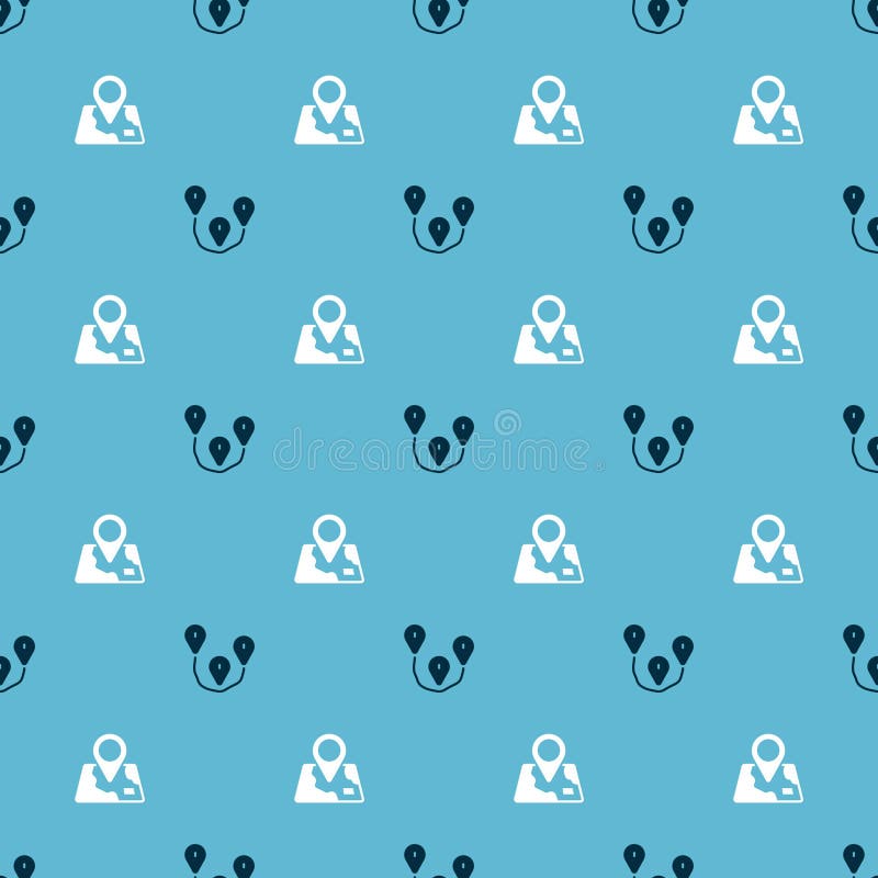 Set Route Location and Folded Map with Marker on Seamless Pattern ... Set Route Location and Folded Map with Marker on Seamless Pattern ...