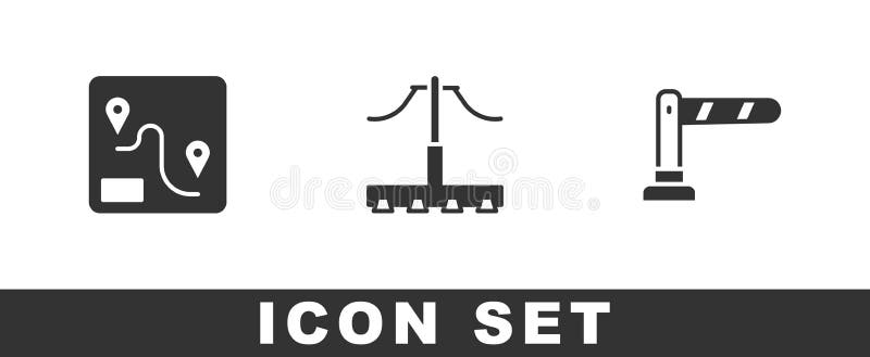 Set Route Location, Railway and Barrier Icon. Vector Stock Vector ...