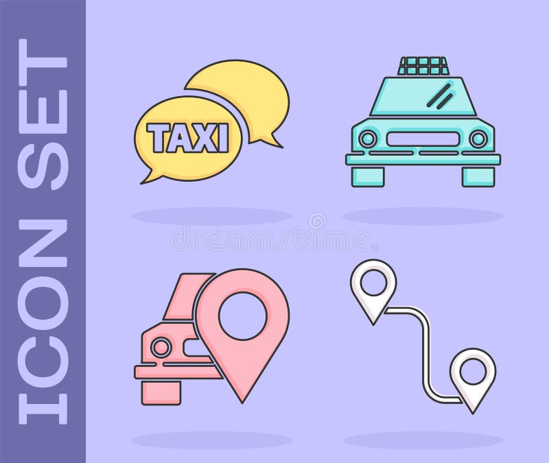 Set Route Location, Taxi Call Telephone Service, Map Pointer with Taxi ...