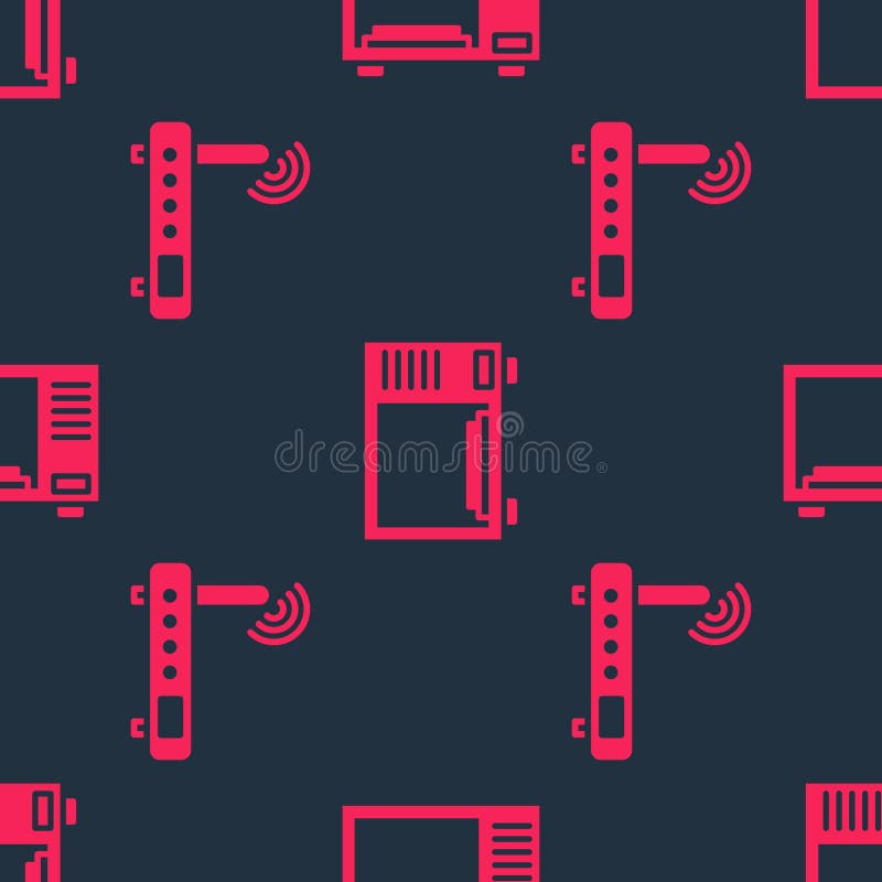 Set Router and Wi-fi Signal and Microwave Oven on Seamless Pattern ...