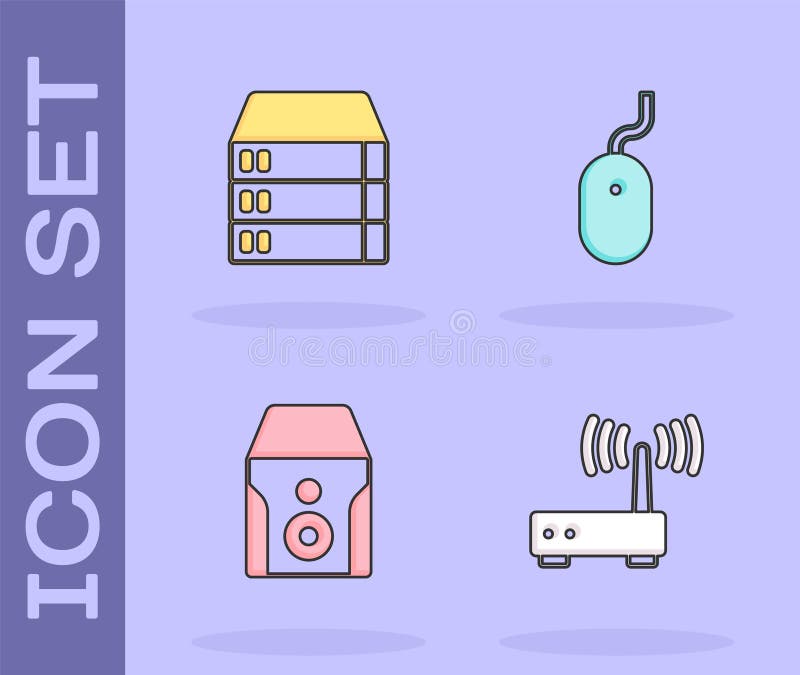 Set Router and Wi-fi Signal, Server, Data, Web Hosting, Uninterruptible Power Supply and ...