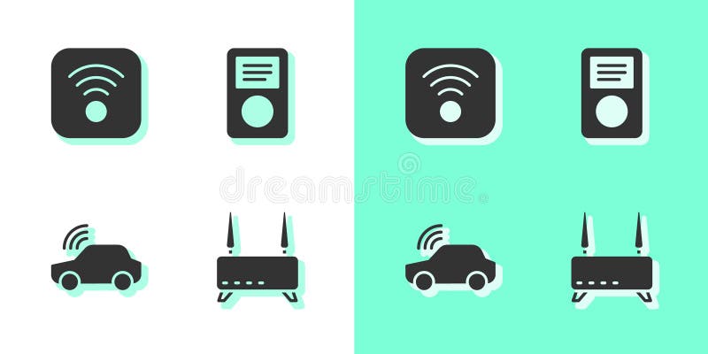 Set Router and Wi-fi Signal, Wi-Fi Wireless Internet, Smart Car System ... Set Router and Wi-fi Signal, Wi-Fi Wireless Internet, Smart Car System ...