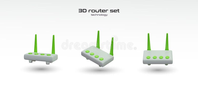 Set with Routers in Different Positions for Wireless Data Transmission ...