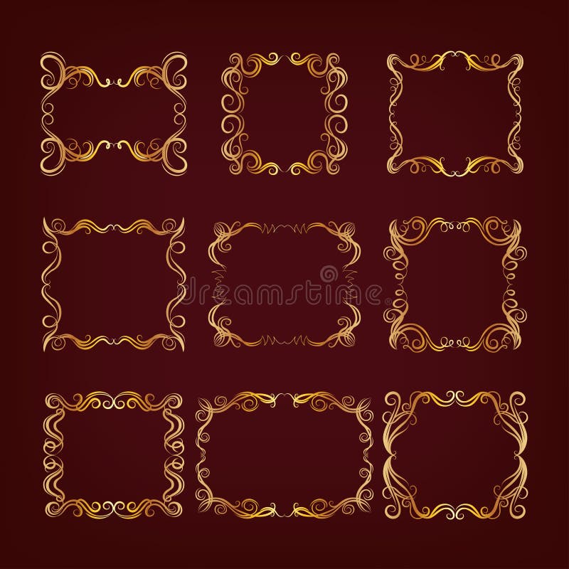 Set of royal golden frames stock vector. Illustration of dark - 93299893