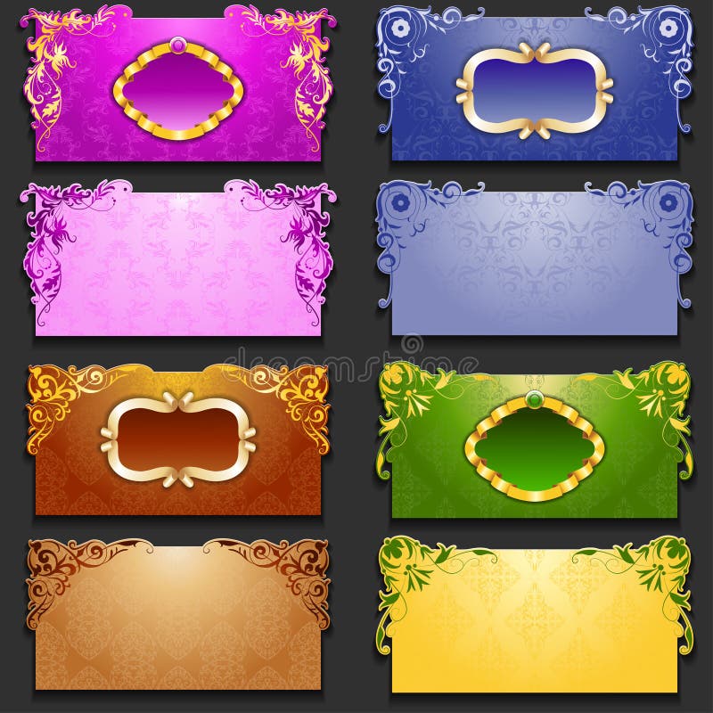 Set of Royal Invitation Cards with Frame Stock Vector - Illustration of ...