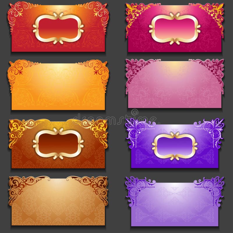Set of Royal Invitation Cards with Frame Stock Vector - Illustration of ...