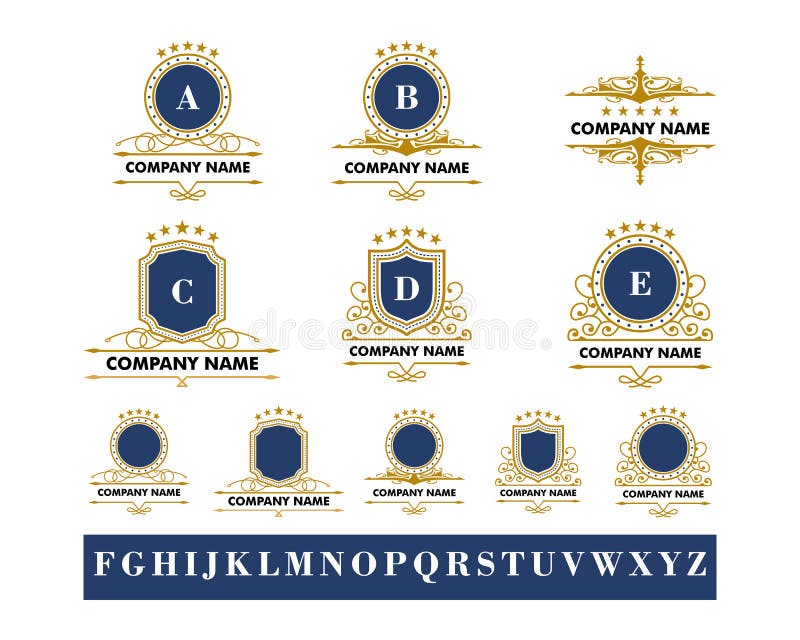 Set of Royal Luxury Crest Logo Template Stock Vector - Illustration of ...