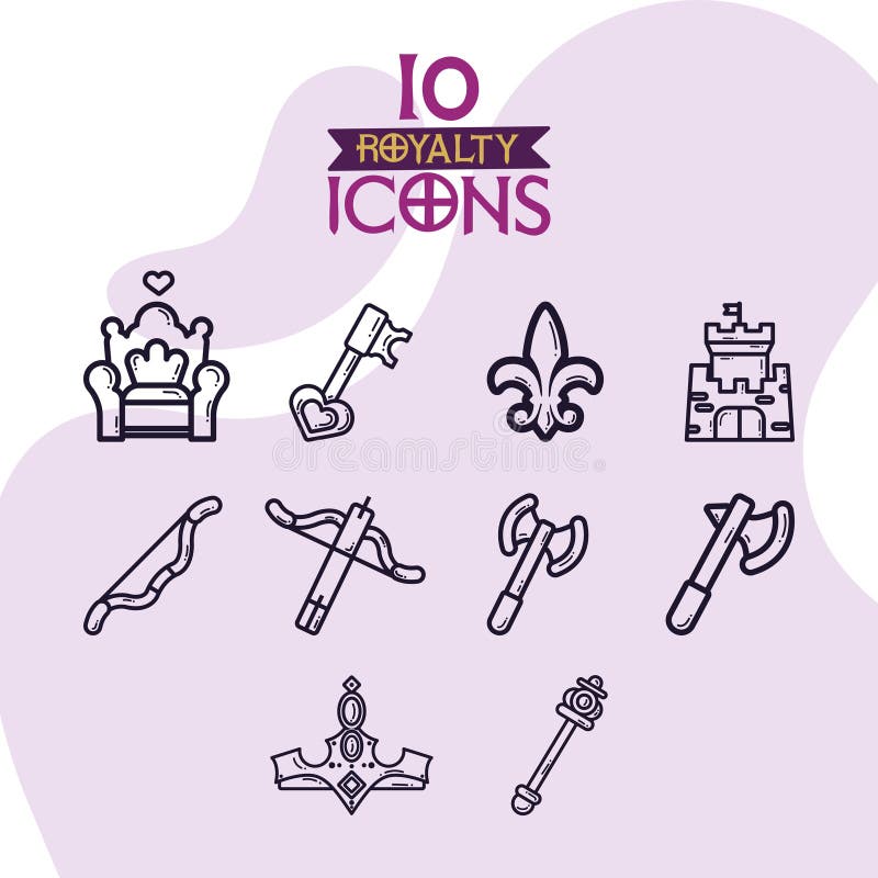Set of Royalty Icons Medieval Era Vector Stock Vector - Illustration of ...
