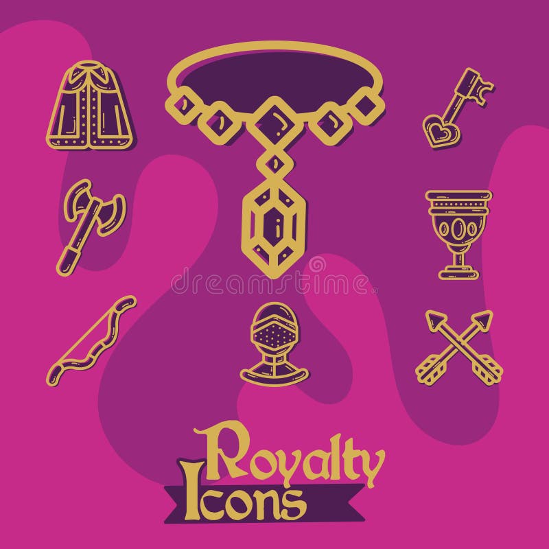 Set of Royalty Icons Medieval Era Vector Stock Vector - Illustration of ...