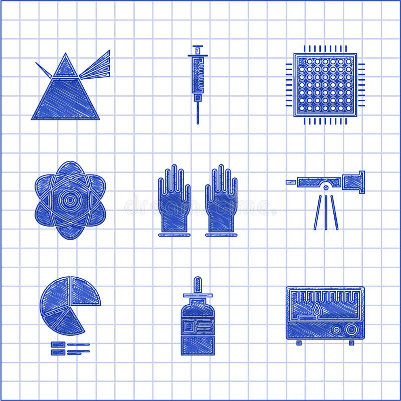 Set Rubber Gloves, Glass Bottle with a Pipette, Electrical Measuring ...