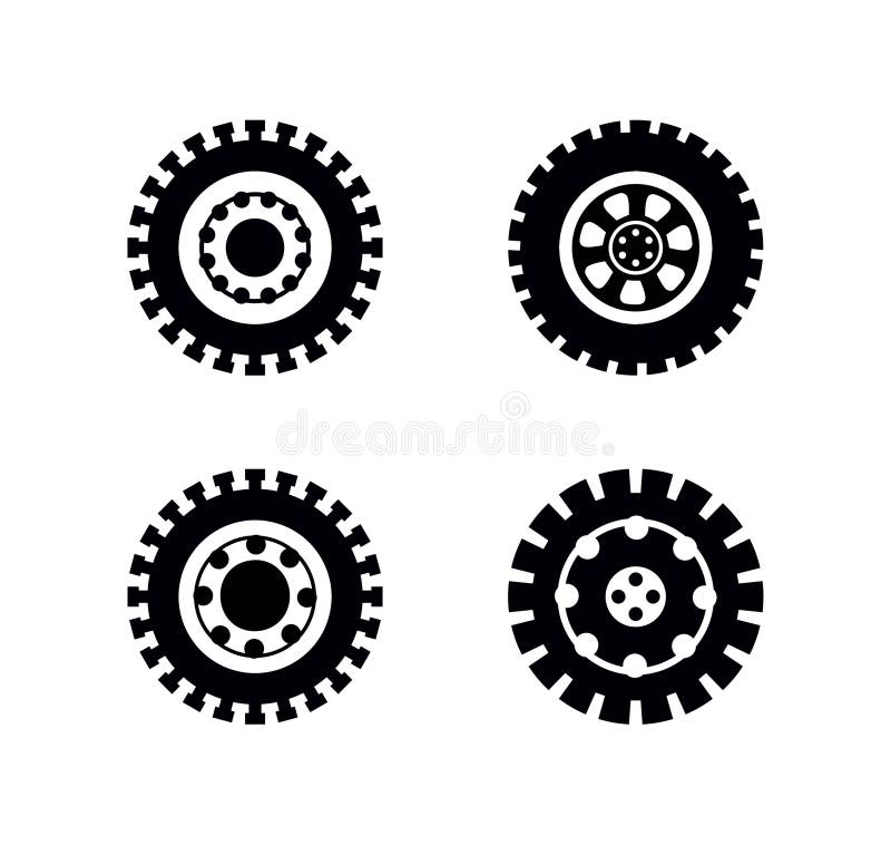 Stock Vector Bundle of Rubber Wheel Tires and Wheels Icon Vector Design ...