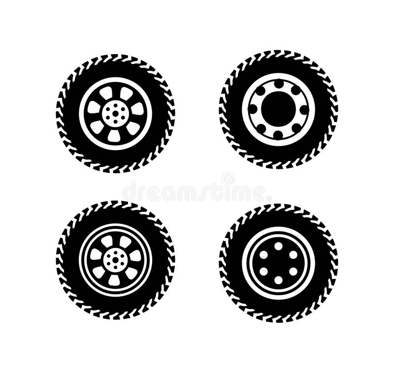 Bundle of Rubber Wheel Tires and Wheels Icon Vector Template Stock ...