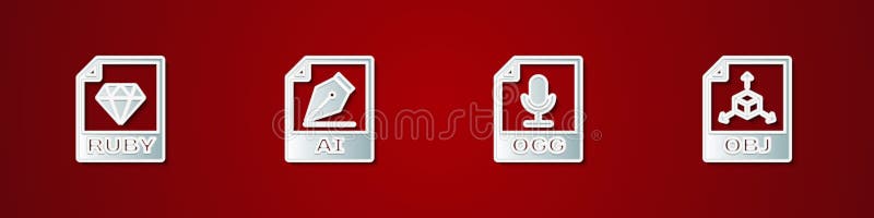 Set RUBY File Document, AI, OGG and OBJ Icon. Vector Stock Vector ... Set RUBY File Document, AI, OGG and OBJ Icon. Vector Stock Vector ...