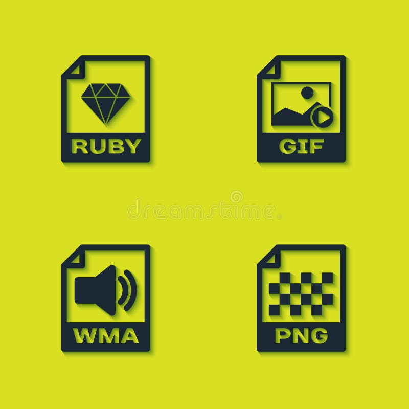 Set RUBY File Document, PNG, WMA and GIF Icon. Vector Stock Vector ... Set RUBY File Document, PNG, WMA and GIF Icon. Vector Stock Vector ...