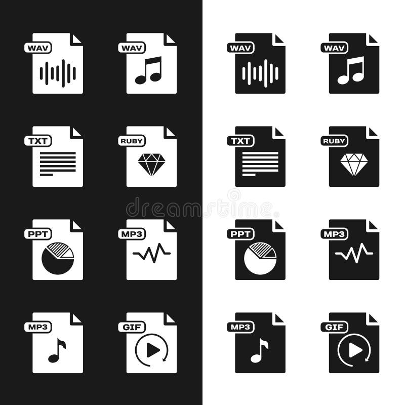 Set RUBY File Document, TXT, WAV, PPT, MP3, GIF and Icon. Vector Stock ... Set RUBY File Document, TXT, WAV, PPT, MP3, GIF and Icon. Vector Stock ...