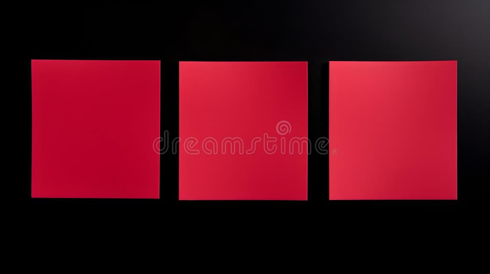 Set of Ruby Square Paper Notes on a Black Background. Brainstorming ...