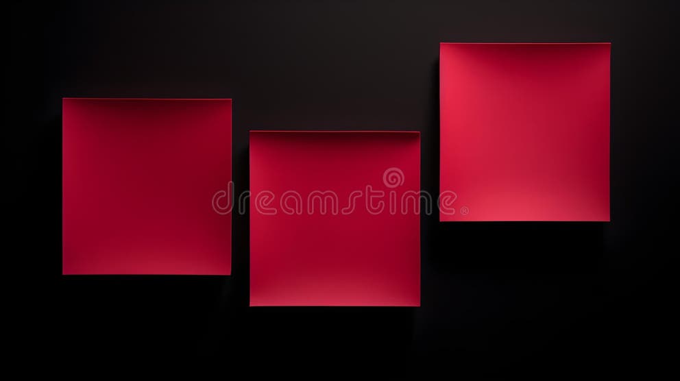 Set of Ruby Square Paper Notes on a Black Background. Brainstorming ...