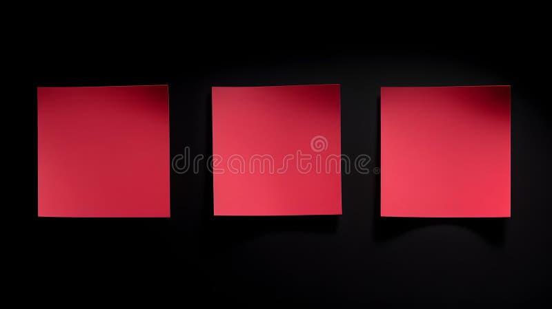 Set of Ruby Square Paper Notes on a Black Background. Brainstorming ...