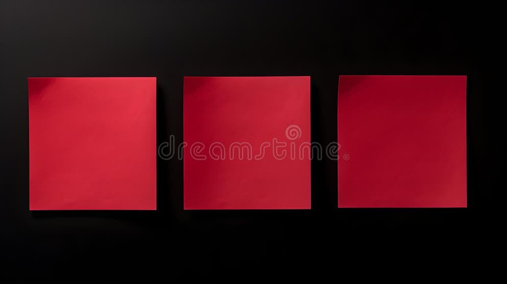 Set of Ruby Square Paper Notes on a Black Background. Brainstorming ...