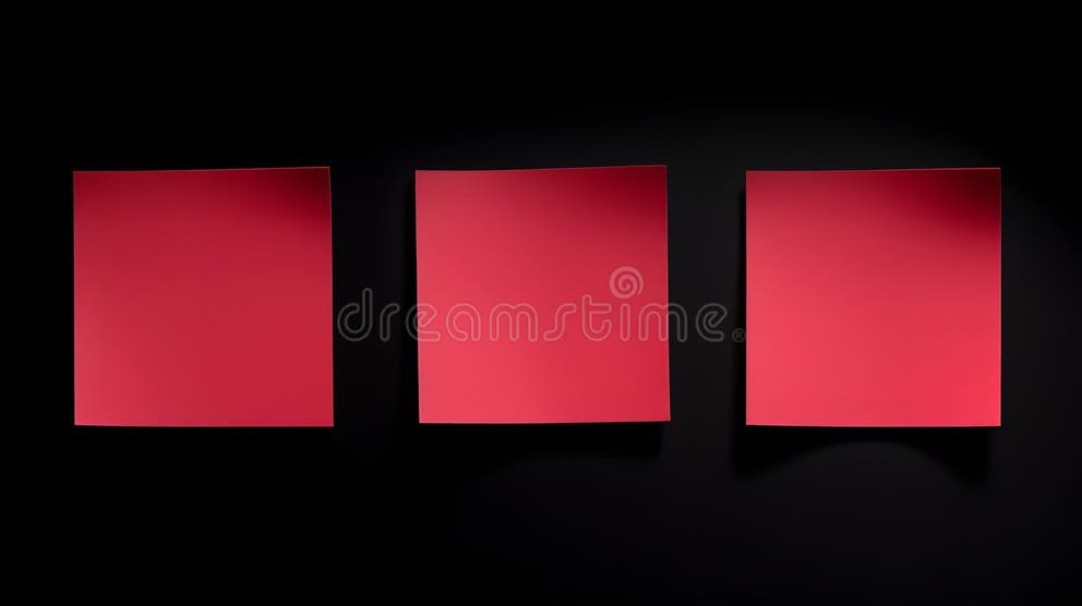 Set of Ruby Square Paper Notes on a Black Background. Brainstorming ...