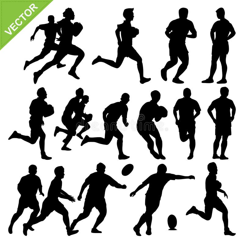Rugby Player Silhouettes Vector Stock Vector - Illustration of football ...