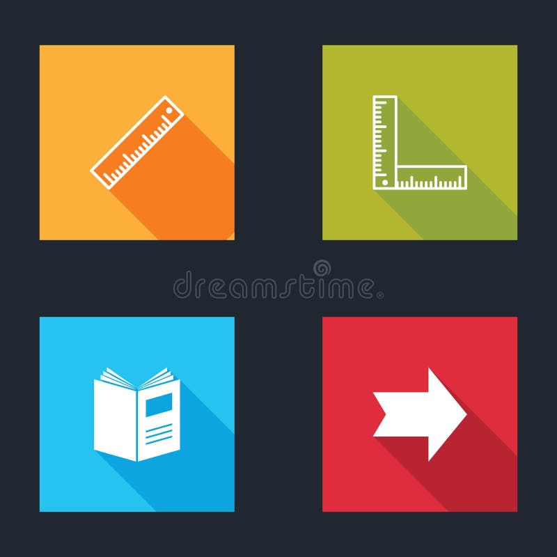 Set Ruler, Folding Ruler, Open Book and Arrow Icon. Vector Stock Vector ...