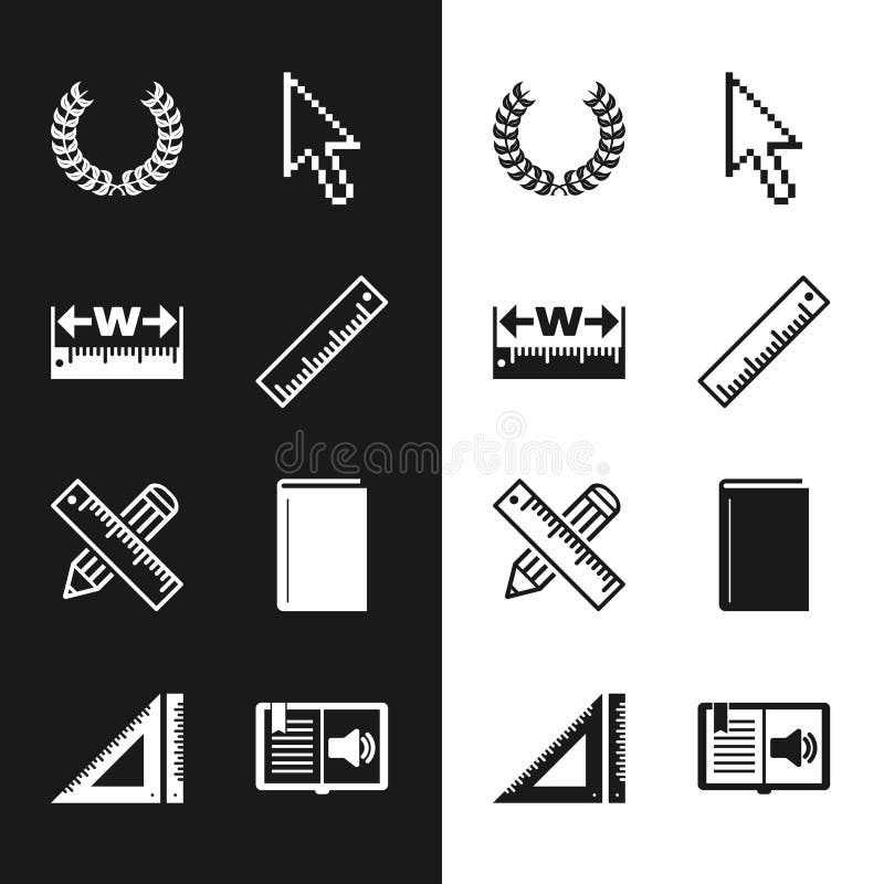 Set Ruler, Measuring Height and Length, Laurel Wreath, Pixel Arrow ...