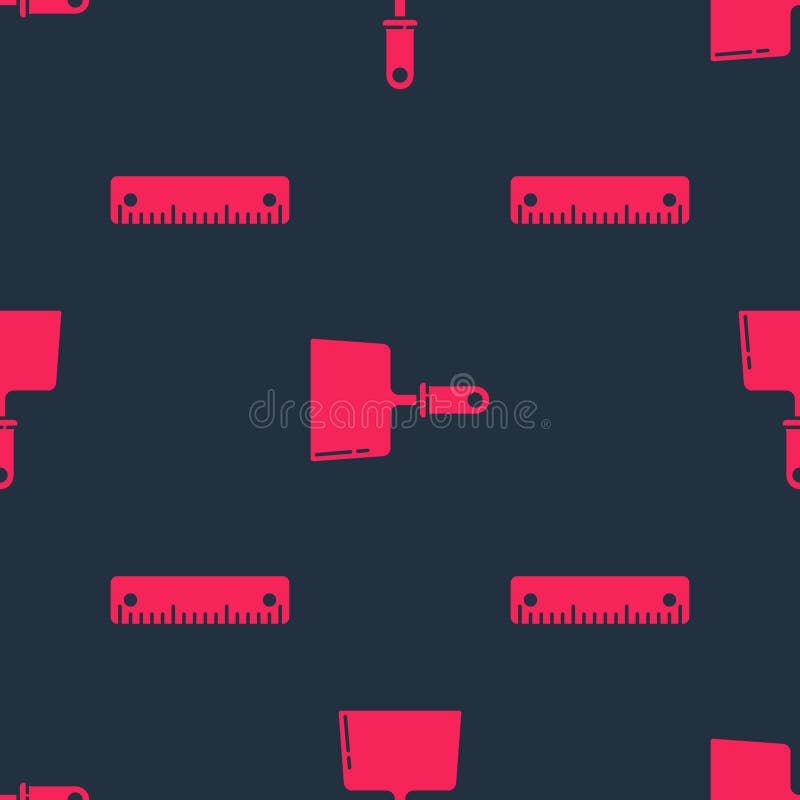 Set Ruler and Putty Knife on Seamless Pattern. Vector Stock ...