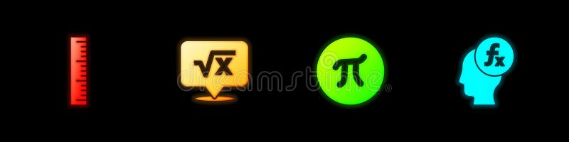 Set Ruler, Square Root of X Glyph, Pi Symbol and Function Mathematical ...