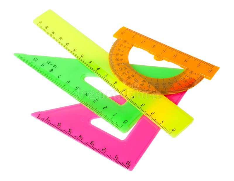 Triangle, Protractor and Ruler Stock Photo - Image of isolated, small ...