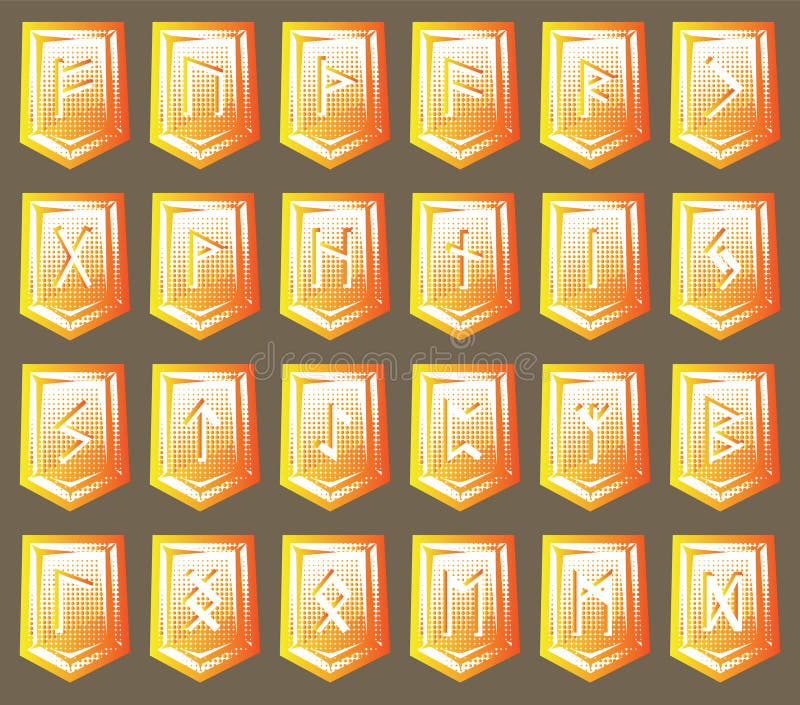 A Set of Runes on Golden Stones. Vector Image, Templates, Elements for ...